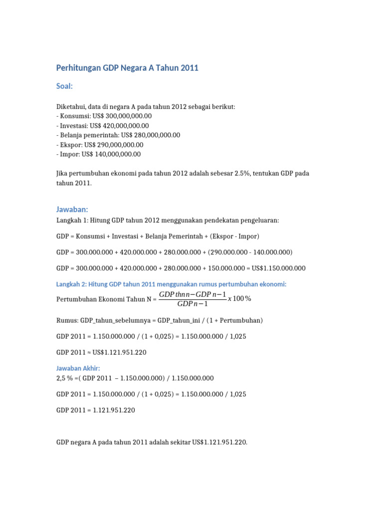 Perhitungan GDP Negara A 2011 | PDF