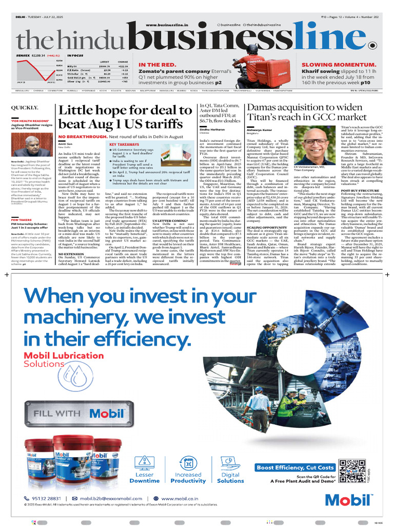The HINDU BusinessLine HD Delhi 22-07-2025 | PDF