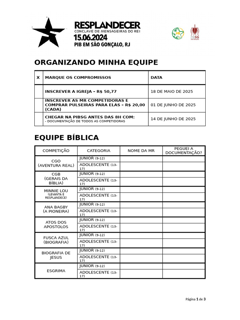 Resplandecer 2025 MR - Organizando Minha Equipe | PDF | Bíblia