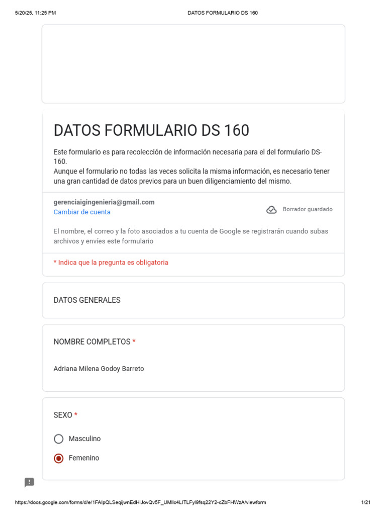Información Completa para Formulario DS-160 | PDF