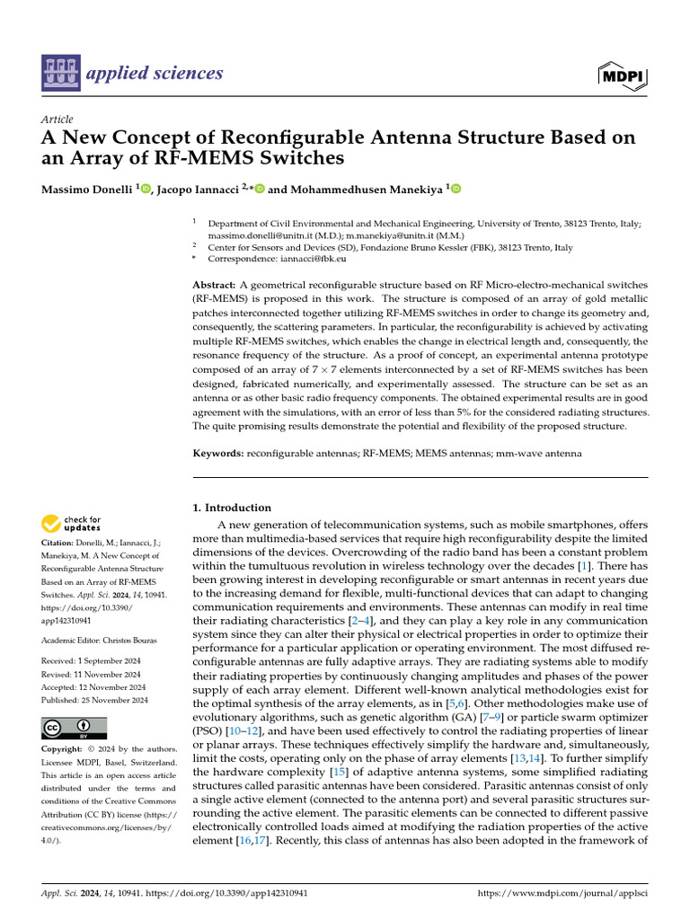 A New Concept of Reconfigurable Antenna Structure Based On An Array of ...