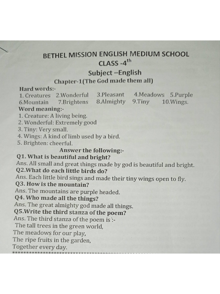 Class 4 English Reader. +. English Grammer | PDF