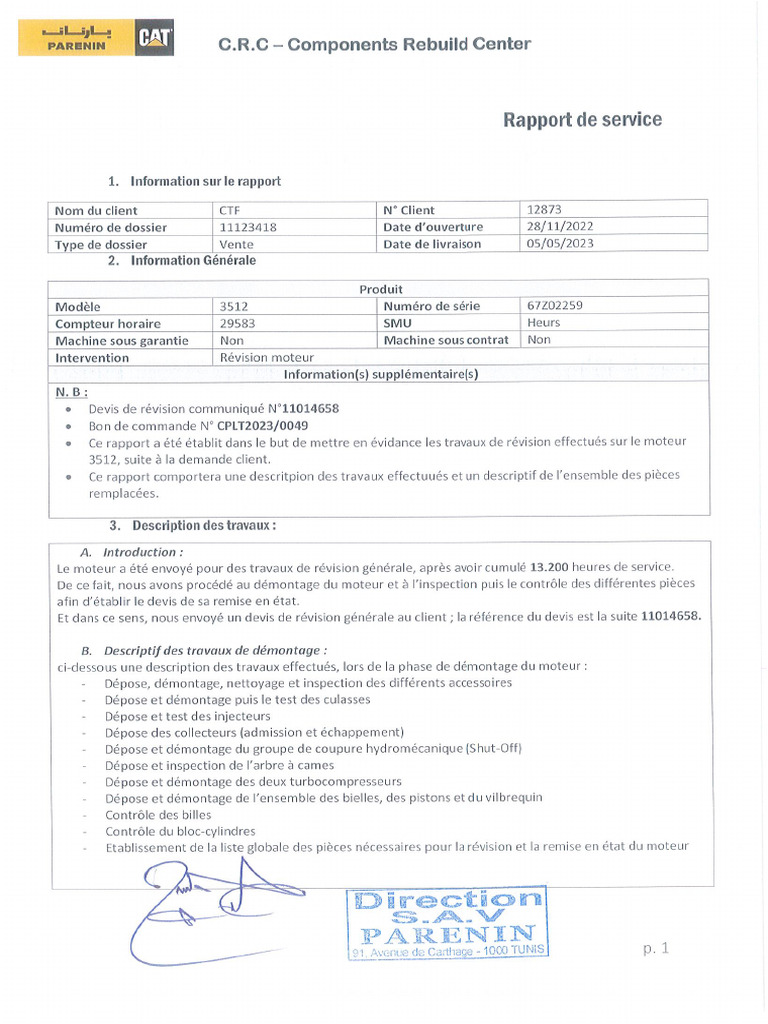 Rapport de Servise 3512 CTF 1 2 | PDF