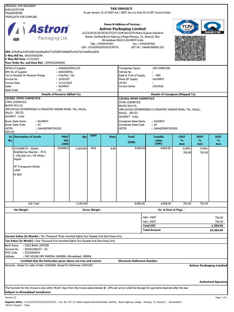 GST Tax Invoice Final QR Code - New Final | PDF | Taxation | Payments