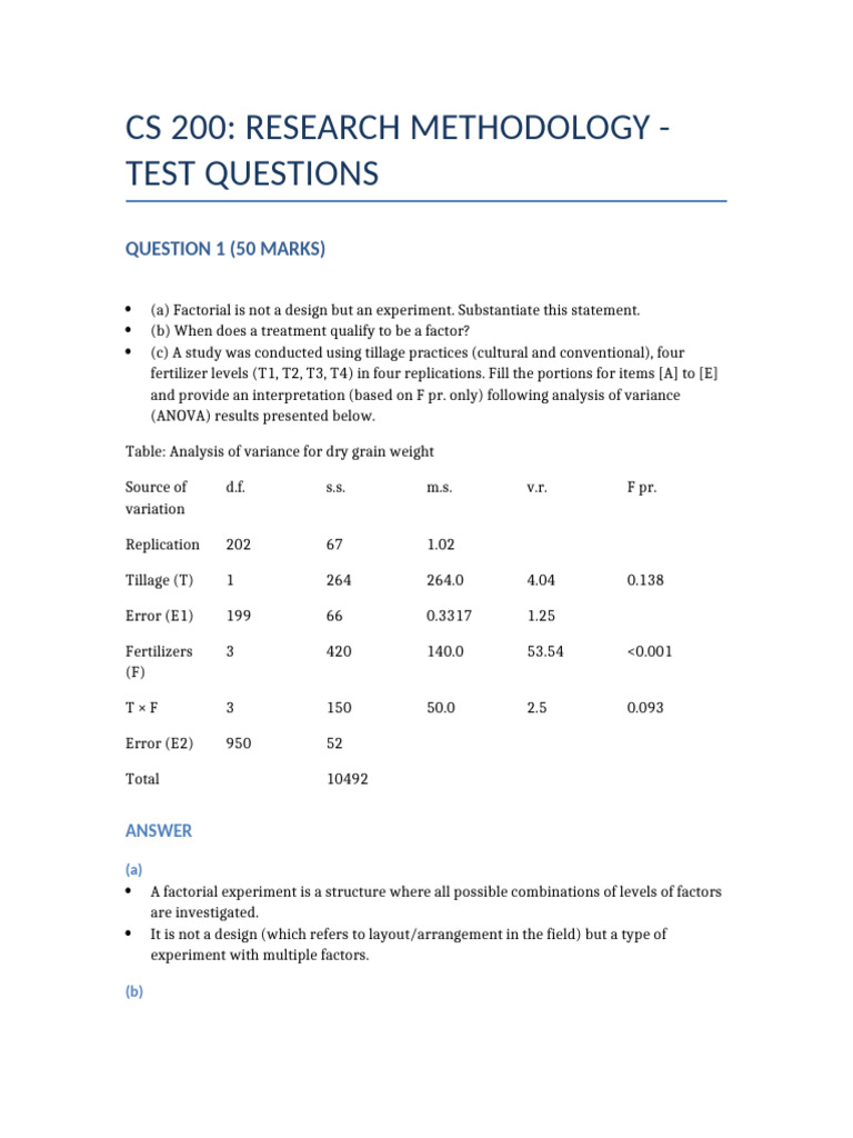 ANOVA Analysis in Agricultural Research | PDF | Analysis Of Variance ...