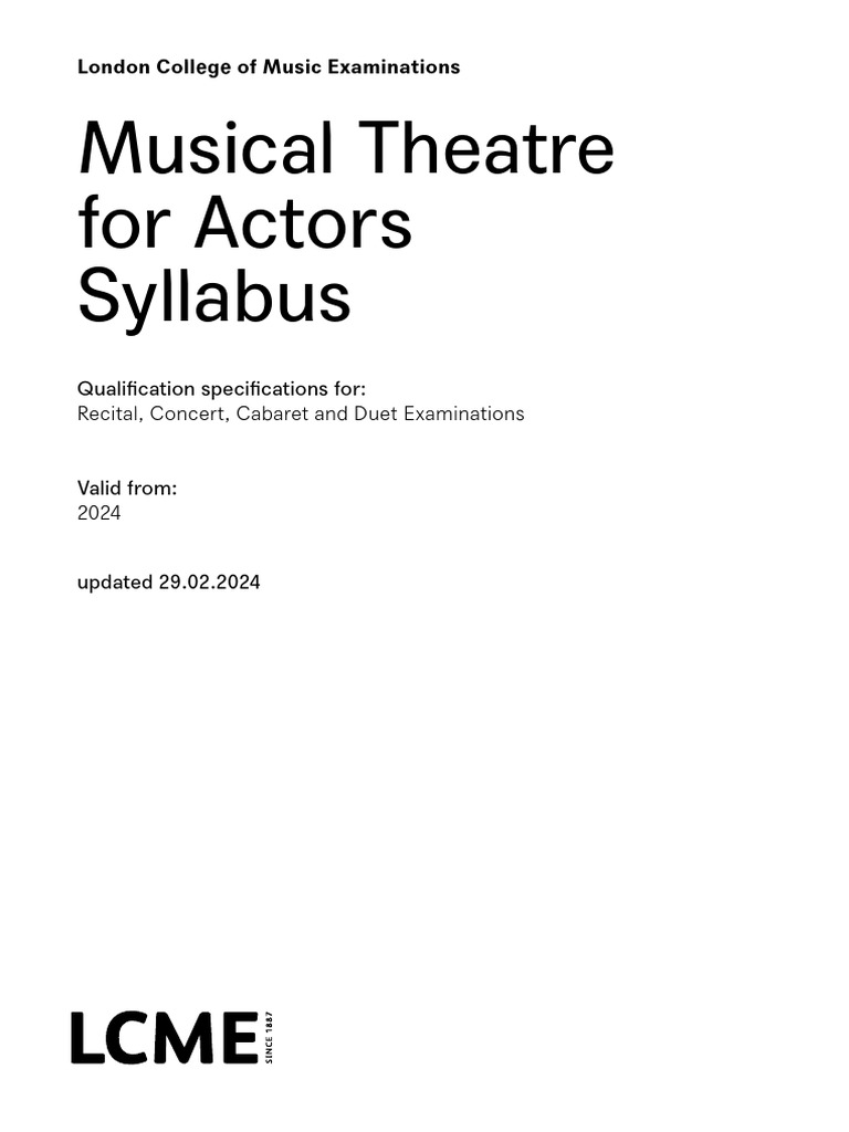 LCM Musical Theatre Syllabus 2024 | PDF | Narrative