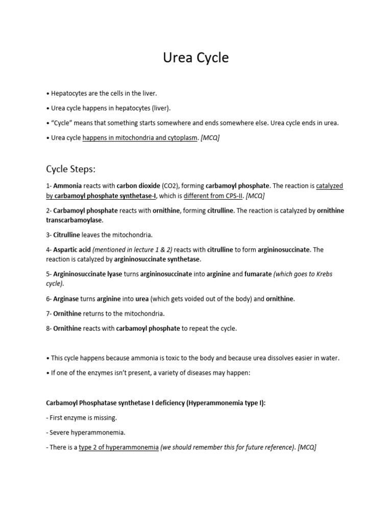 Urea Cycle, A Comoregensive Reveiw With Clinical Use | PDF