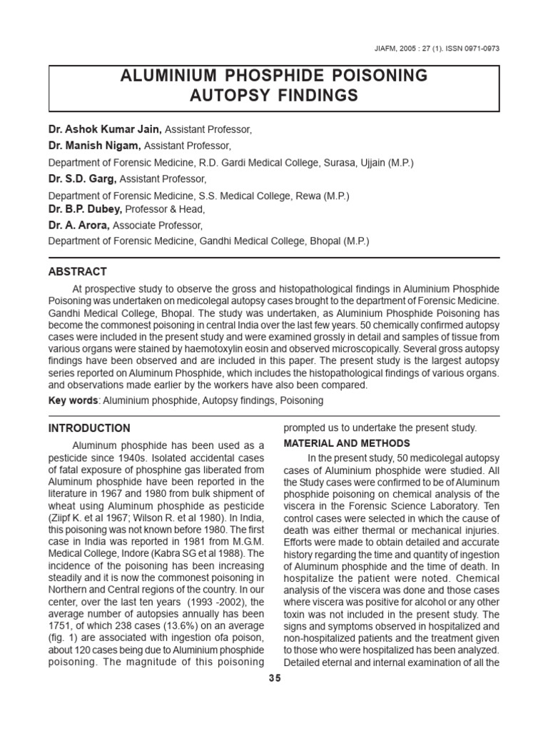 Autopsy Findings in Aluminium Phosphide Poisoning | PDF | Stomach | Autopsy