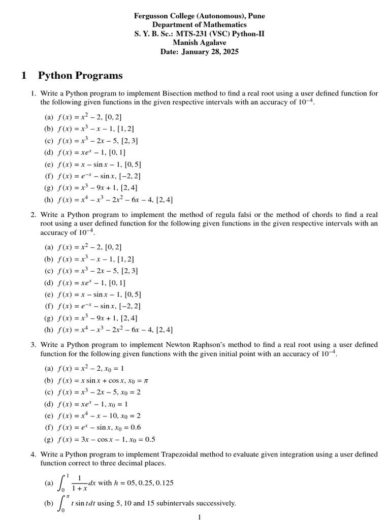 SYBSc Python II 24 25 Student 1 | PDF | Matrix (Mathematics) | Eigenvalues And Eigenvectors