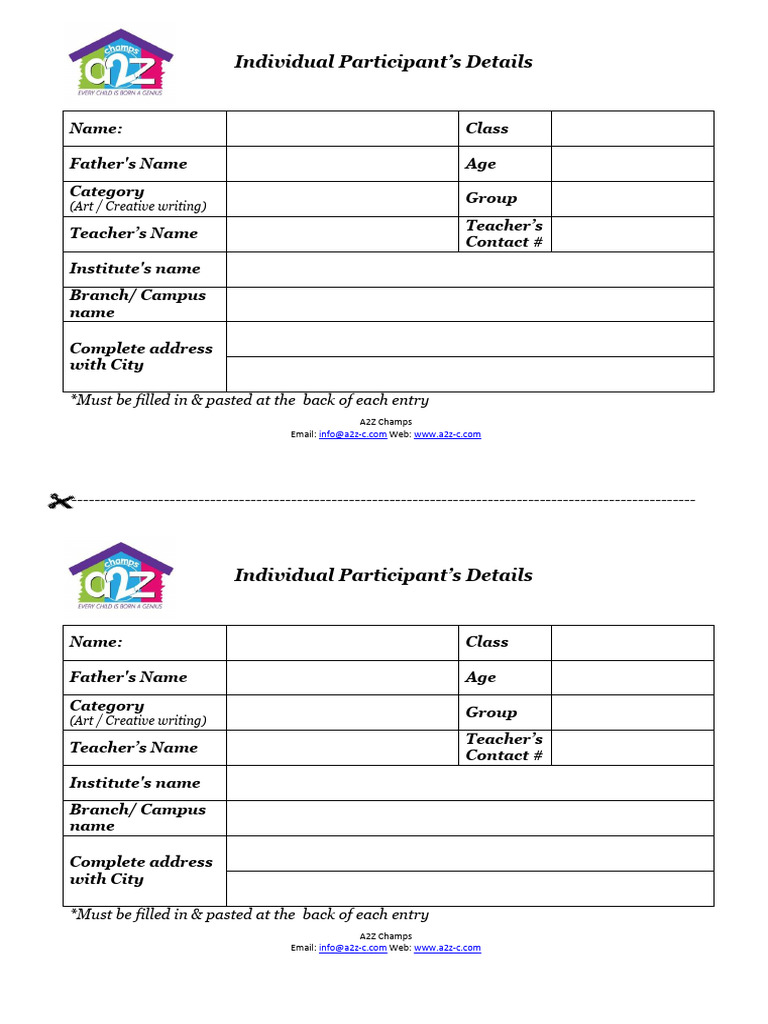 Individual Participant's - Forms | PDF