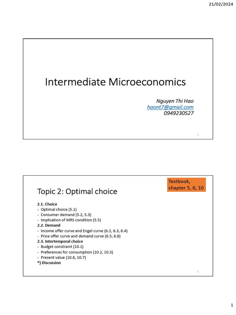 Topic 2 | PDF | Utility | Demand