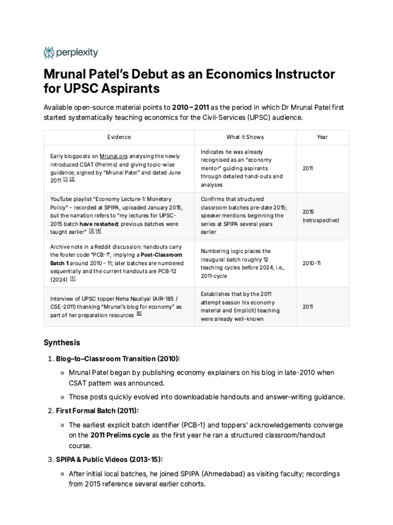 Mrunal Patel: Economics Teaching Journey | PDF