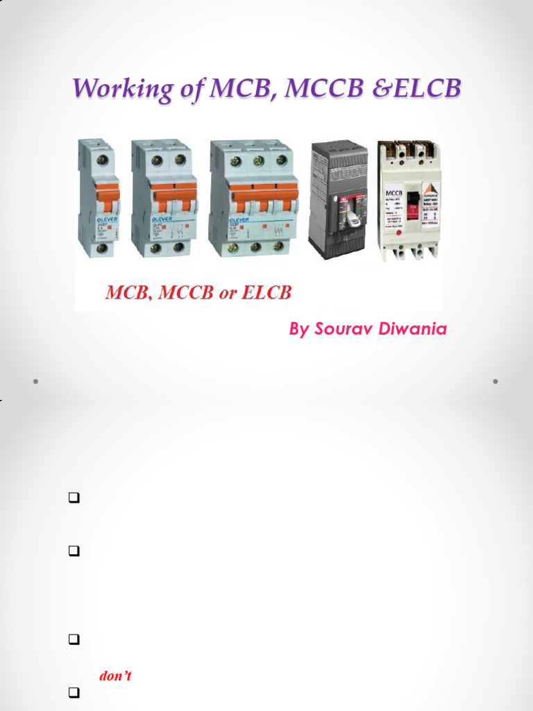 MCB, MCCB, and ELCB Explained | PDF | Power Engineering | Electricity