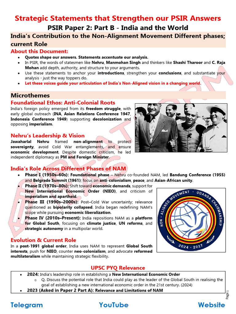 India's Evolving Role in Non-Alignment | PDF | Non Aligned Movement ...