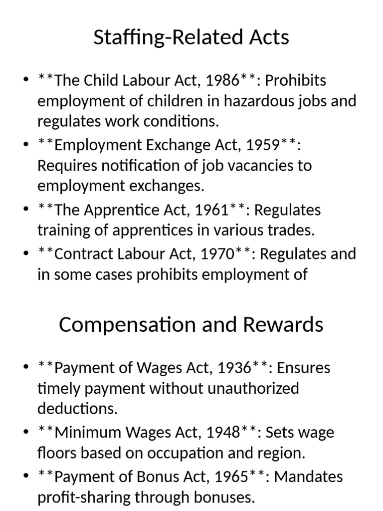 Indian Labour Laws by HR Functions | PDF