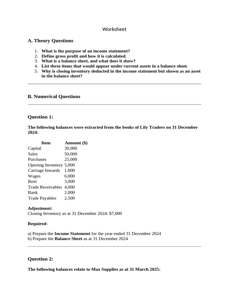 Income Statement and Balance Sheet Guide | PDF