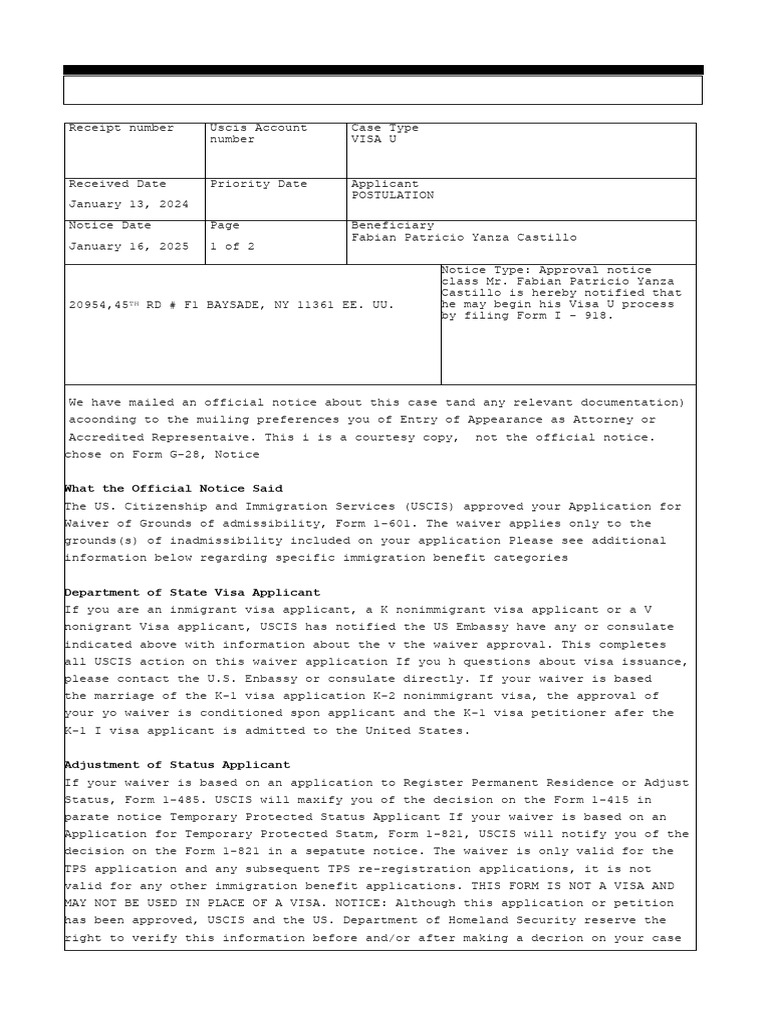 797C Visa U | PDF | United States Citizenship And Immigration Services ...