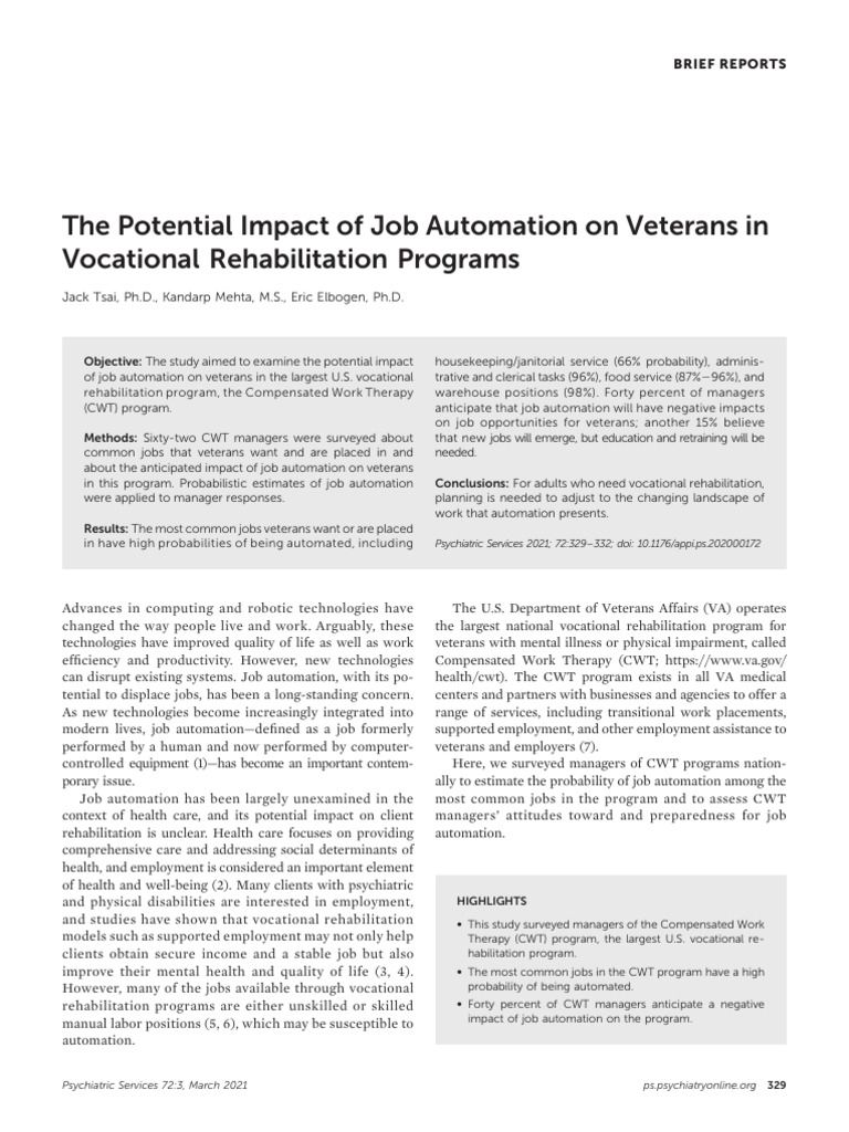 Job Automation's Effects on Veteran Employment | PDF | Automation ...