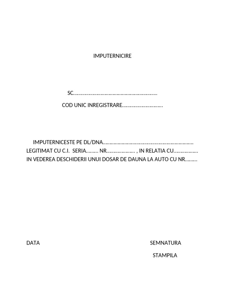 Imputernicire Universala | PDF