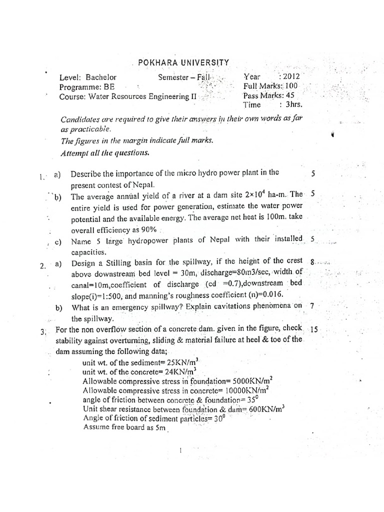 Hydropower Engineering Old Question | PDF
