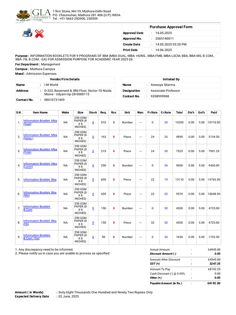 Purchase Approval Form for IBM Booklets | PDF
