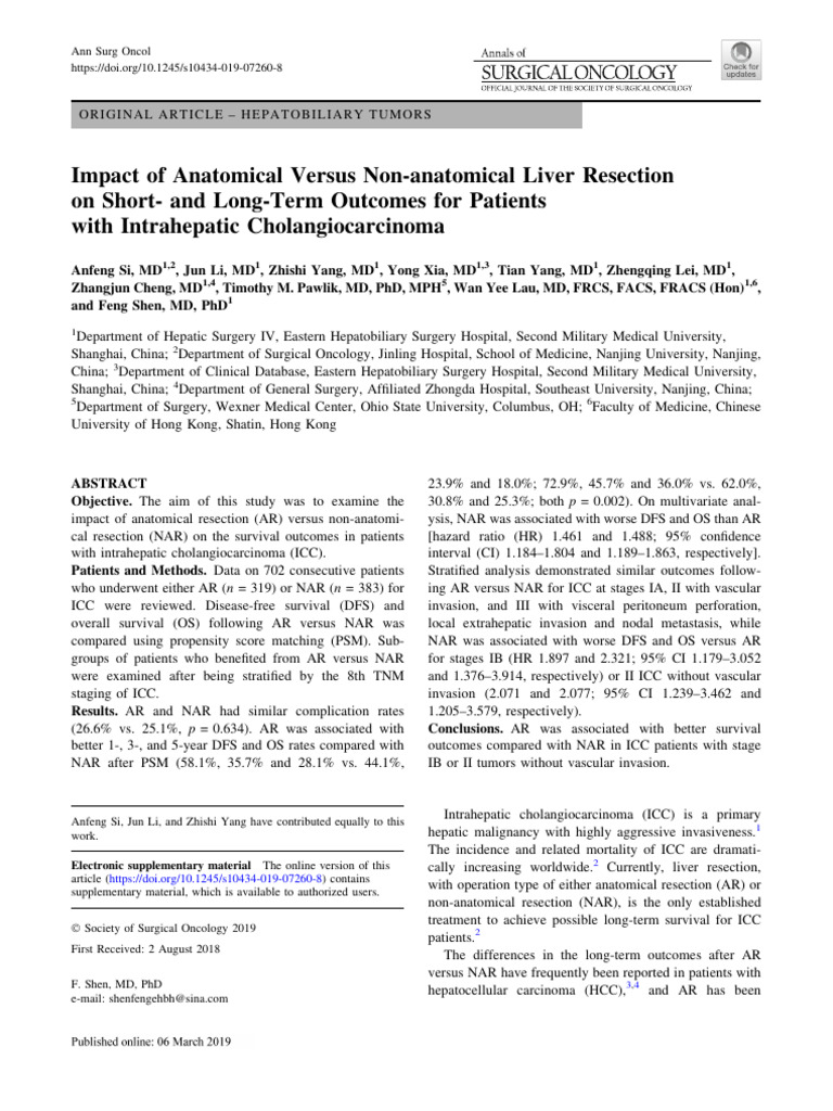 Impact of Anatomical Versus Non-Anatomical Liver Resection On Short and ...