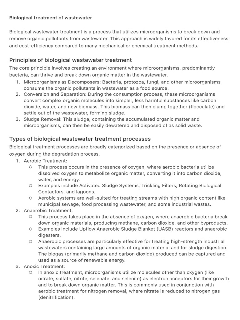 Biological Wastewater Treatment Methods | PDF | Sewage Treatment ...