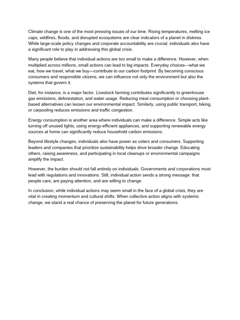 Climate Change and The Role of Individual Responsibility | PDF