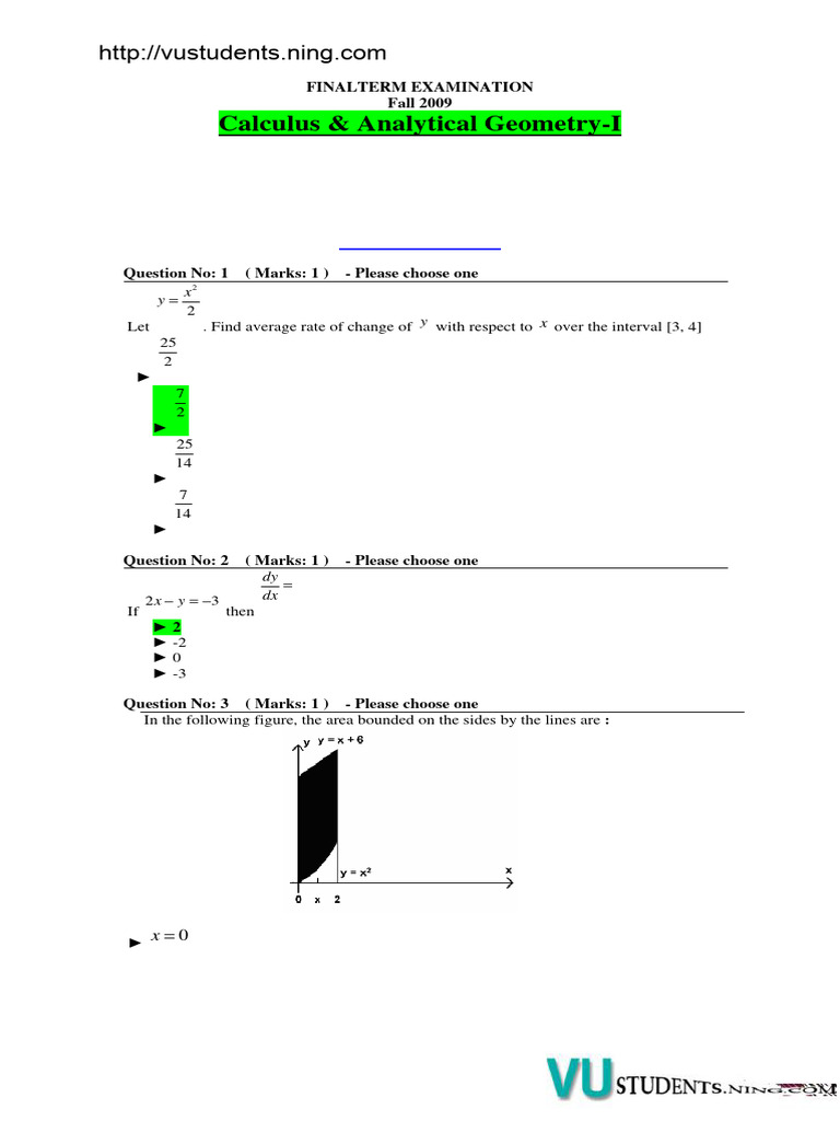 Paper 1 MTH101 Final Term Solved Paper | PDF | Summation | Sequence