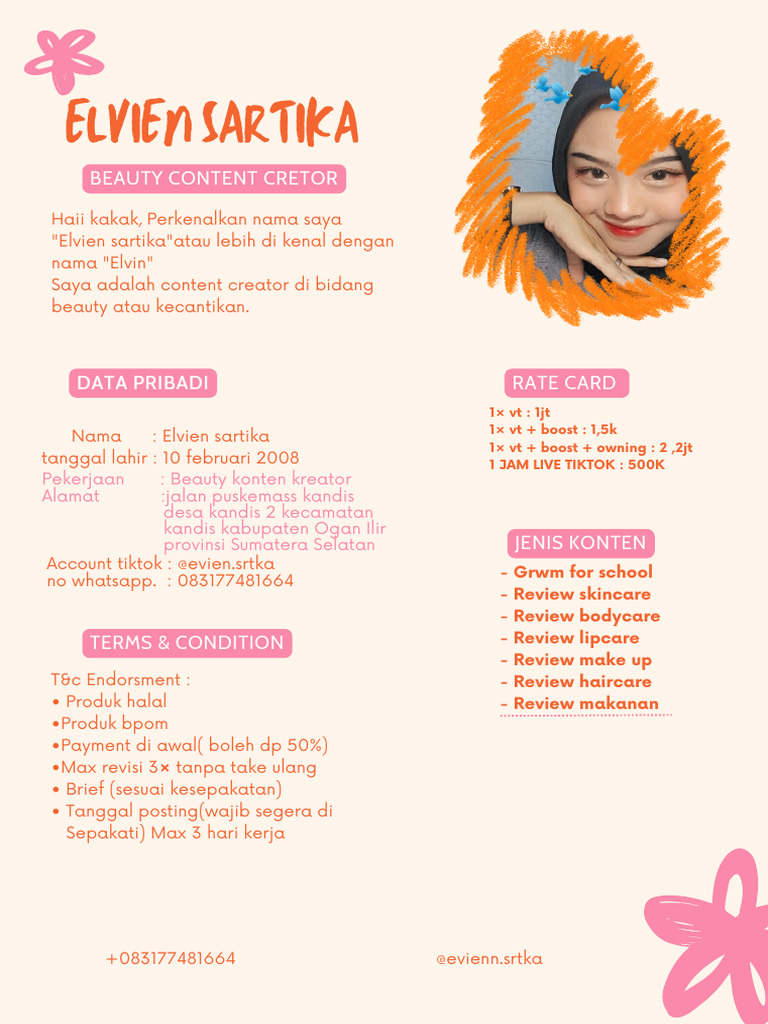 Beauty Creative Freelancer Rate Card in Orange Pink and Ivory ...
