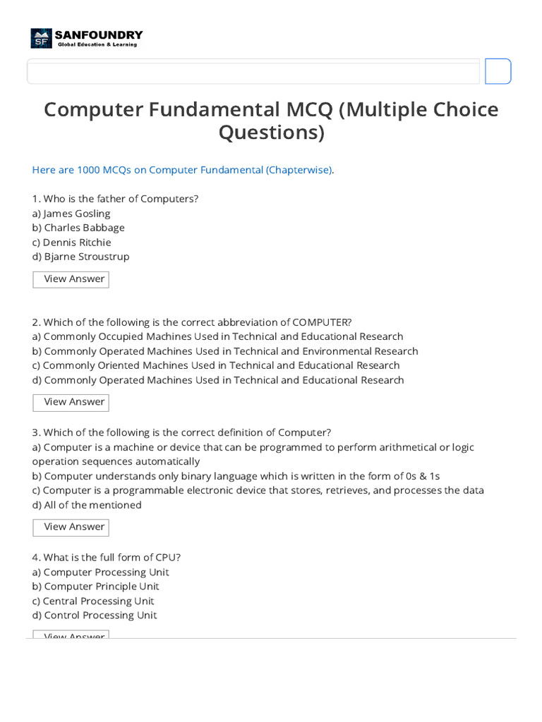 Computer Fundamental MCQ | PDF | Computer Data Storage | Binary Coded Decimal