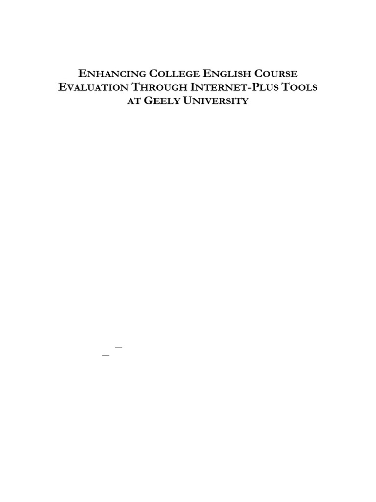 Enhancing College English Course Evaluation Through Internet-Plus Tools ...