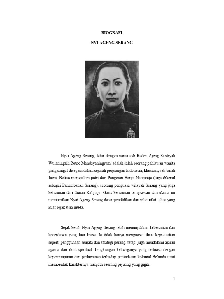 Biografi Nyi Ageng Serang, Pahlawan Wanita | PDF