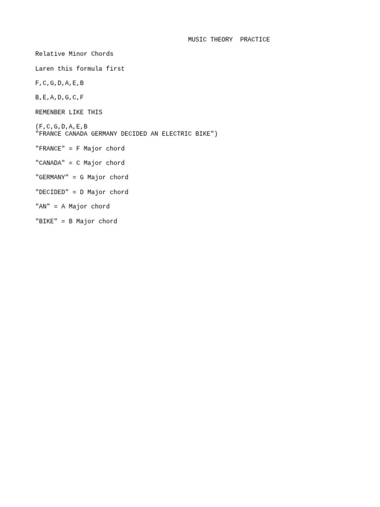 Relative Minor Chords Explained | PDF