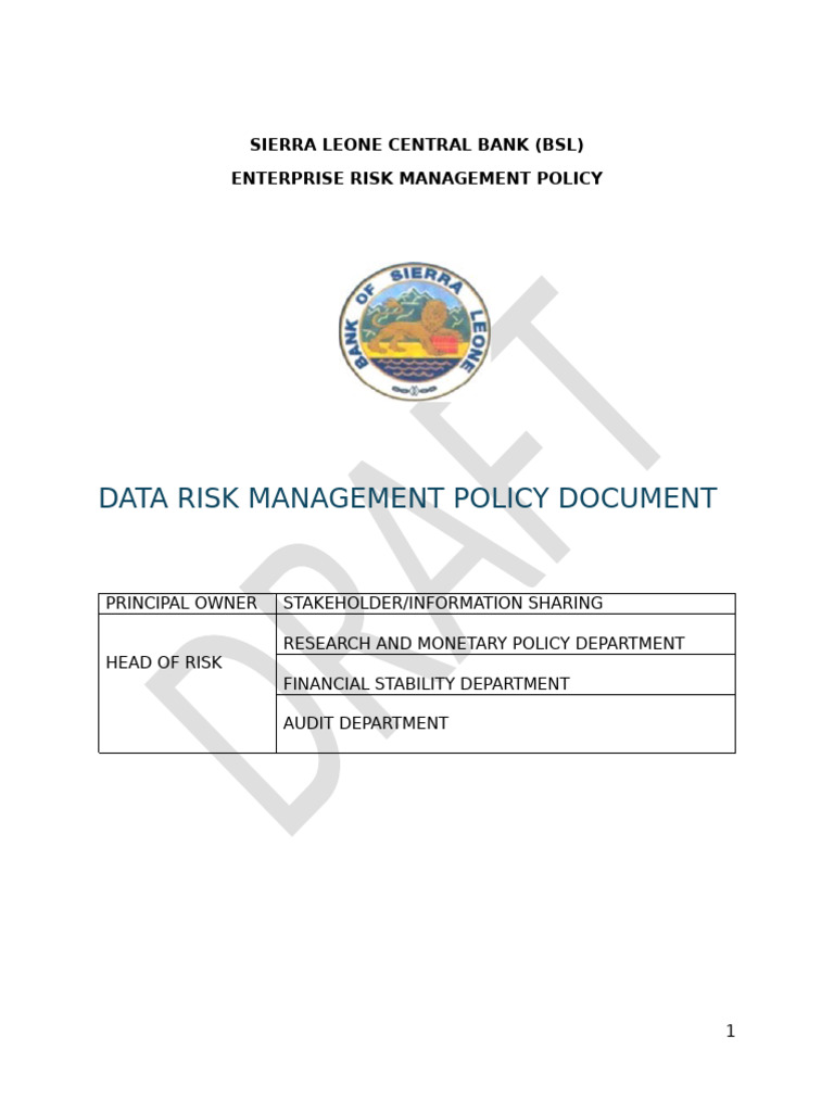 BSL Data Risk Management Policy Document 2 | PDF | Risk | Risk Management