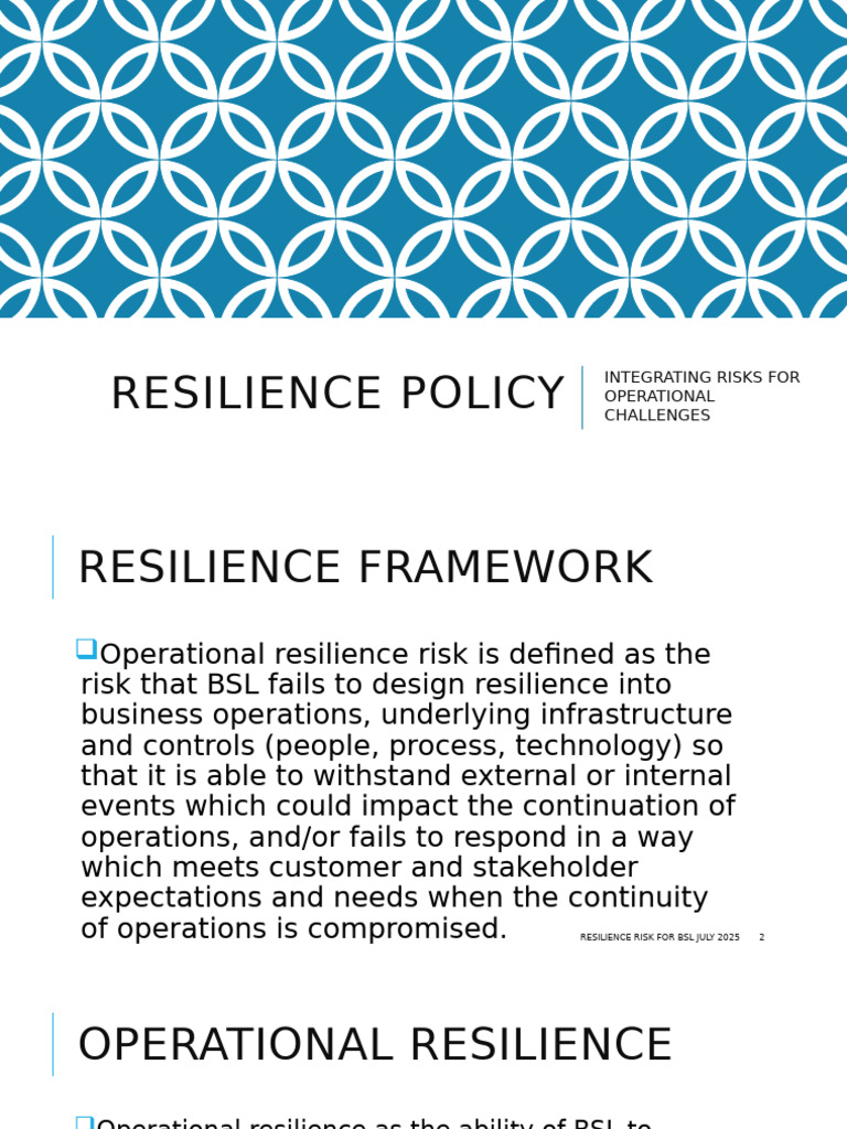 Bank Resilience Policy 2025 Rev | PDF | Computer Security | Security