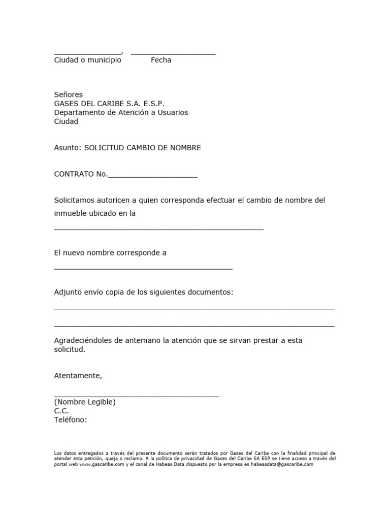 Formato Cambio de Nombre Factura | PDF