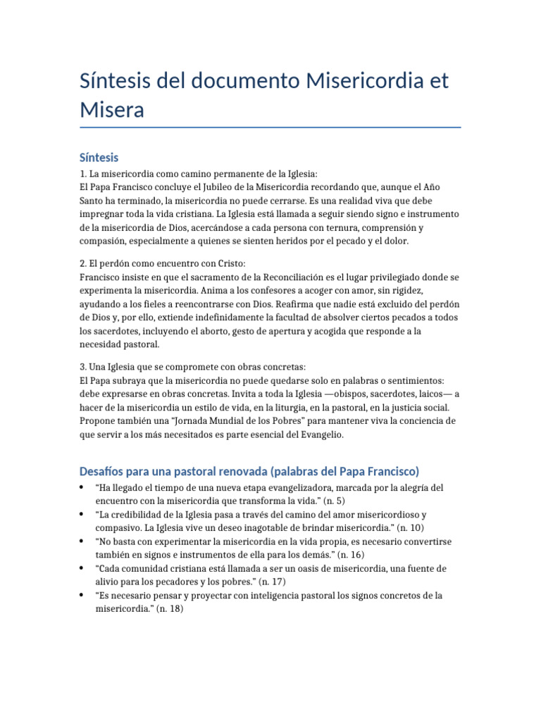 Sintesis Misericordia Et Misera | PDF