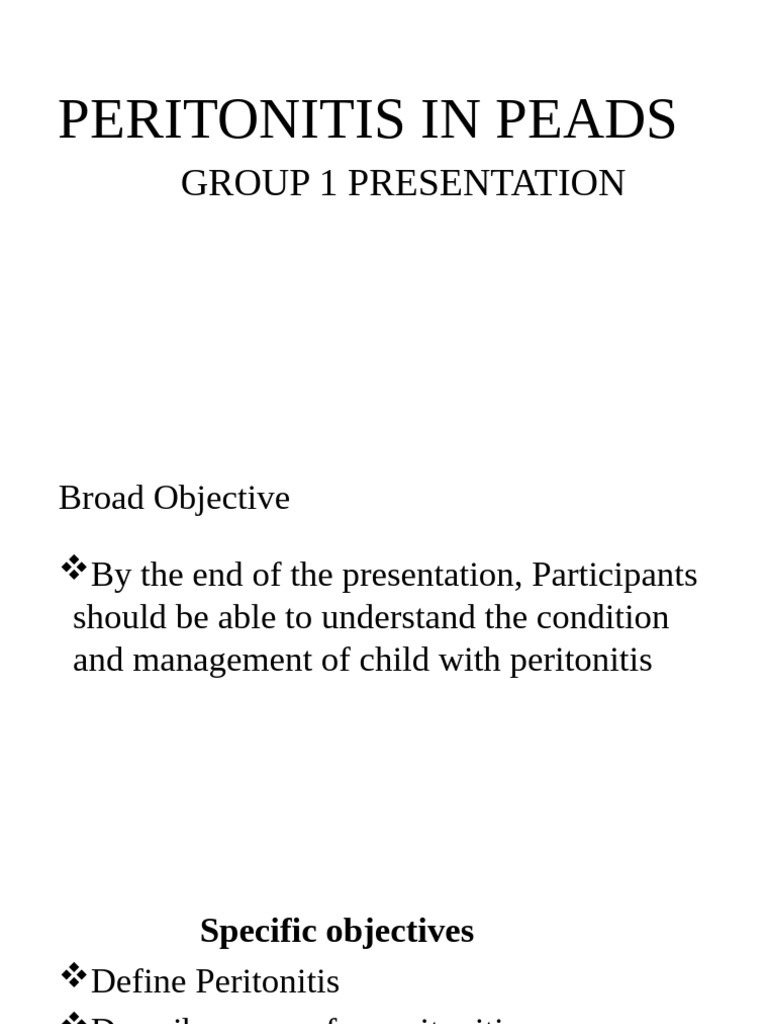 Group 1 Peads Peritonitis - 092039 | PDF | Peritoneum | Medical Specialties