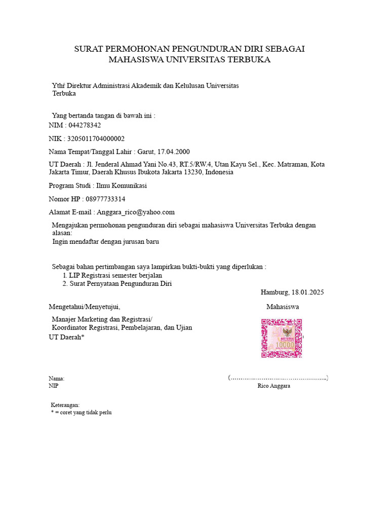 STAMP 19062023-1115lampiran Surat Permohonan Pengunduran Diri | PDF