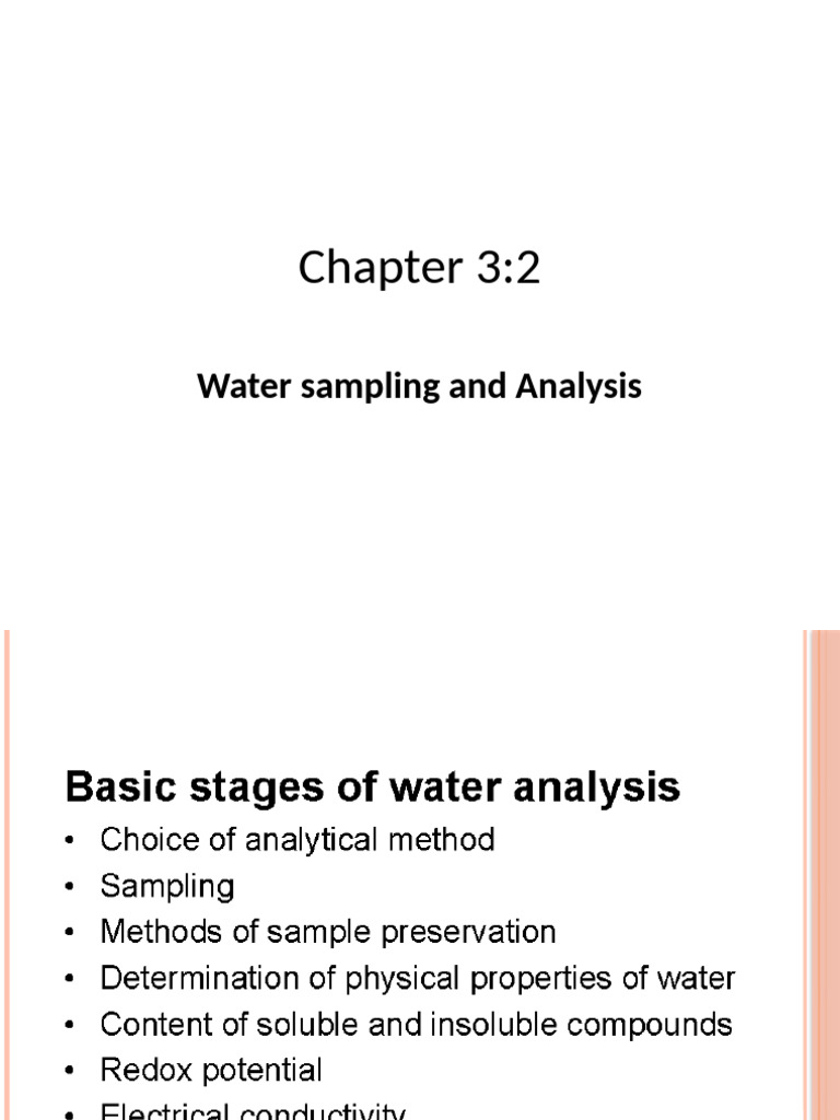 Chapter 3 2 Water Sampling Methods Analysis | PDF | Water | Oxygen