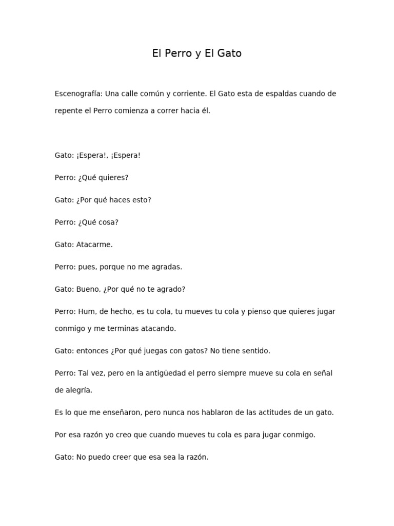 Texto Dramatico Perro y Gato | PDF