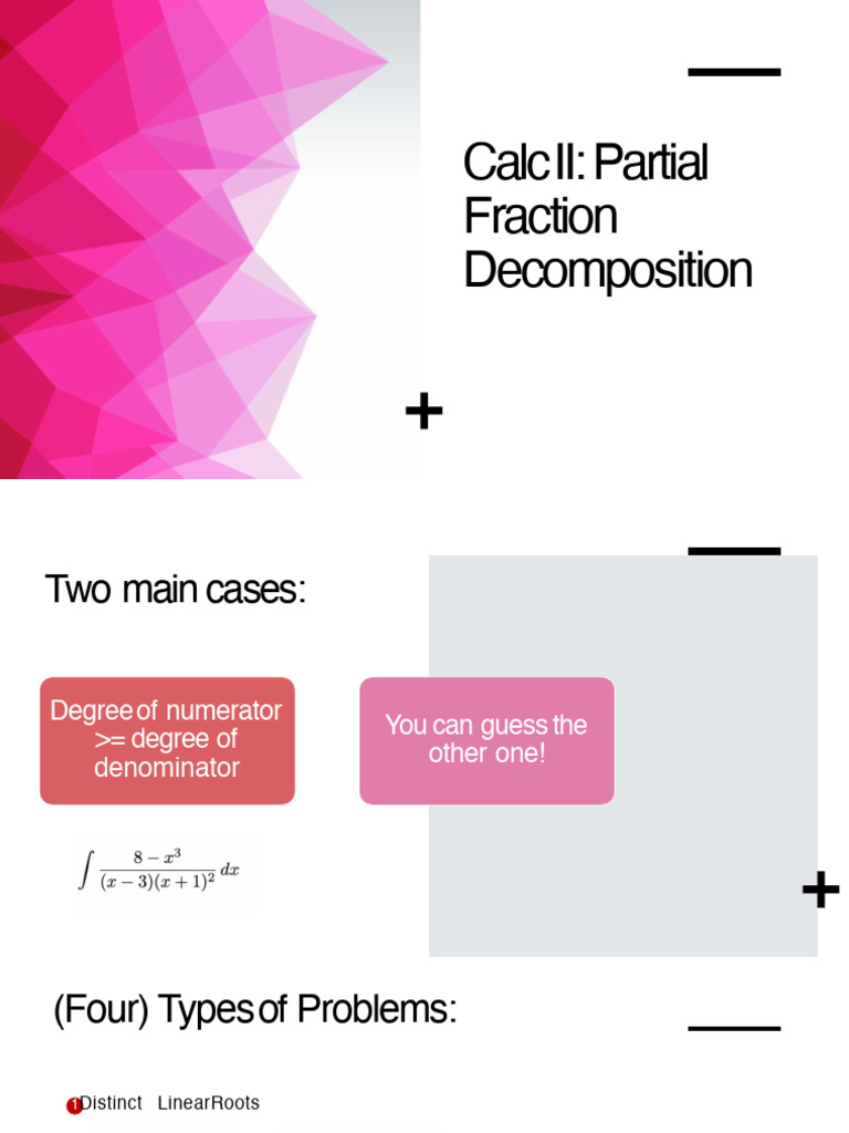 Calculus II Partial Fraction Decomposition | PDF