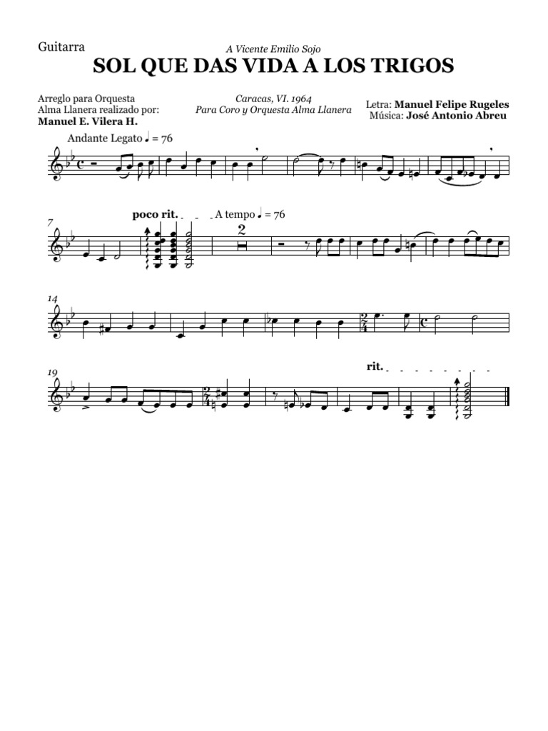 SOL QUE DAS VIDA A LOS TRIGOS - Guitarra | PDF