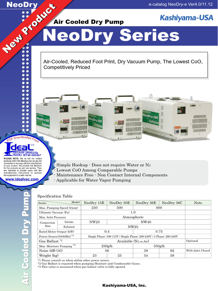 NeoDry Series Air-Cooled Pumps | PDF | Pump | Vacuum