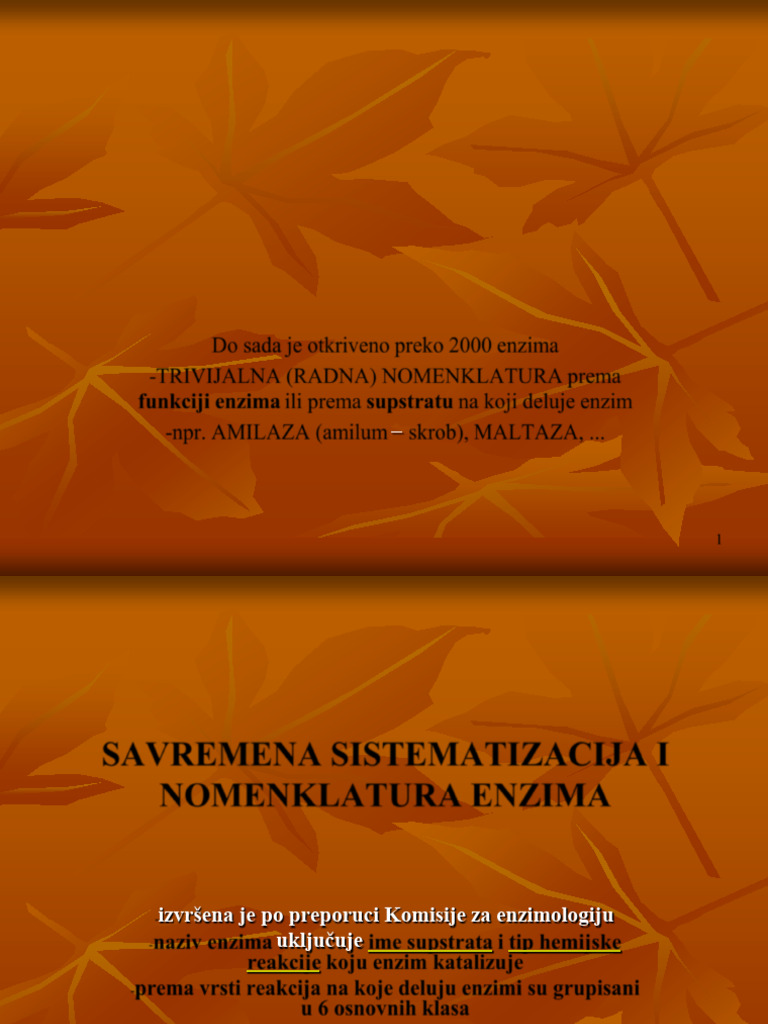 Biohemija Stomatologija Predavanja Nom. I Klasif. Enzima 23. 27.3.2020 ...