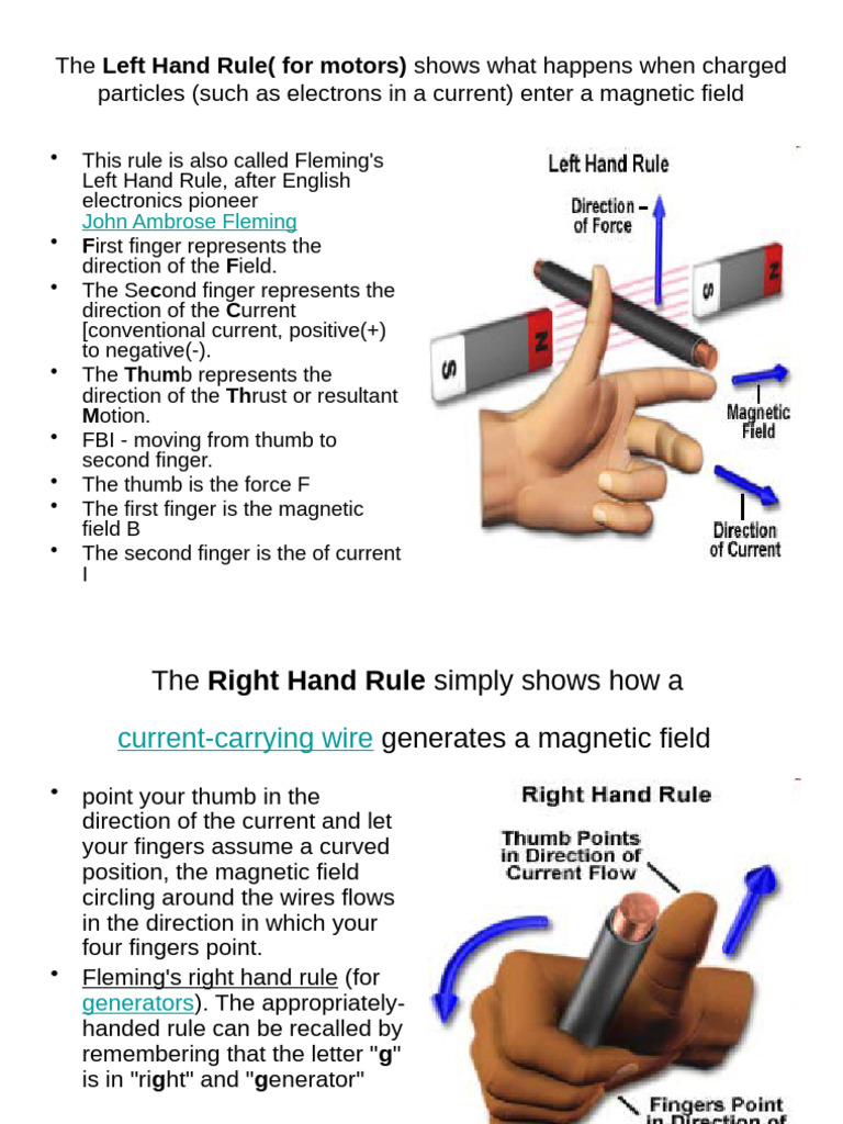 Fleming's Left Hand Rule for Motors | PDF | Physical Quantities ...