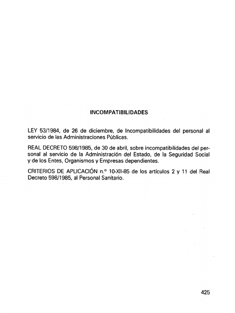 Ley 53/84: Incompatibilidades en la Administración | PDF | Derecho ...