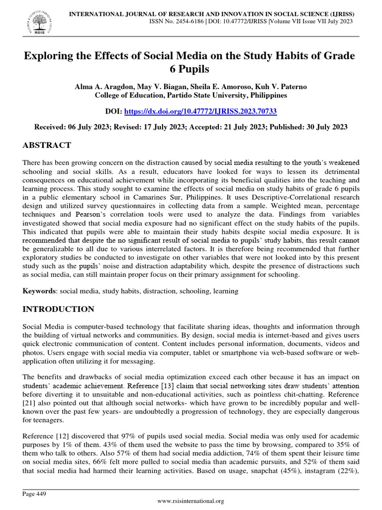 Exploring The Effects of Social Media On | PDF | Survey Methodology ...