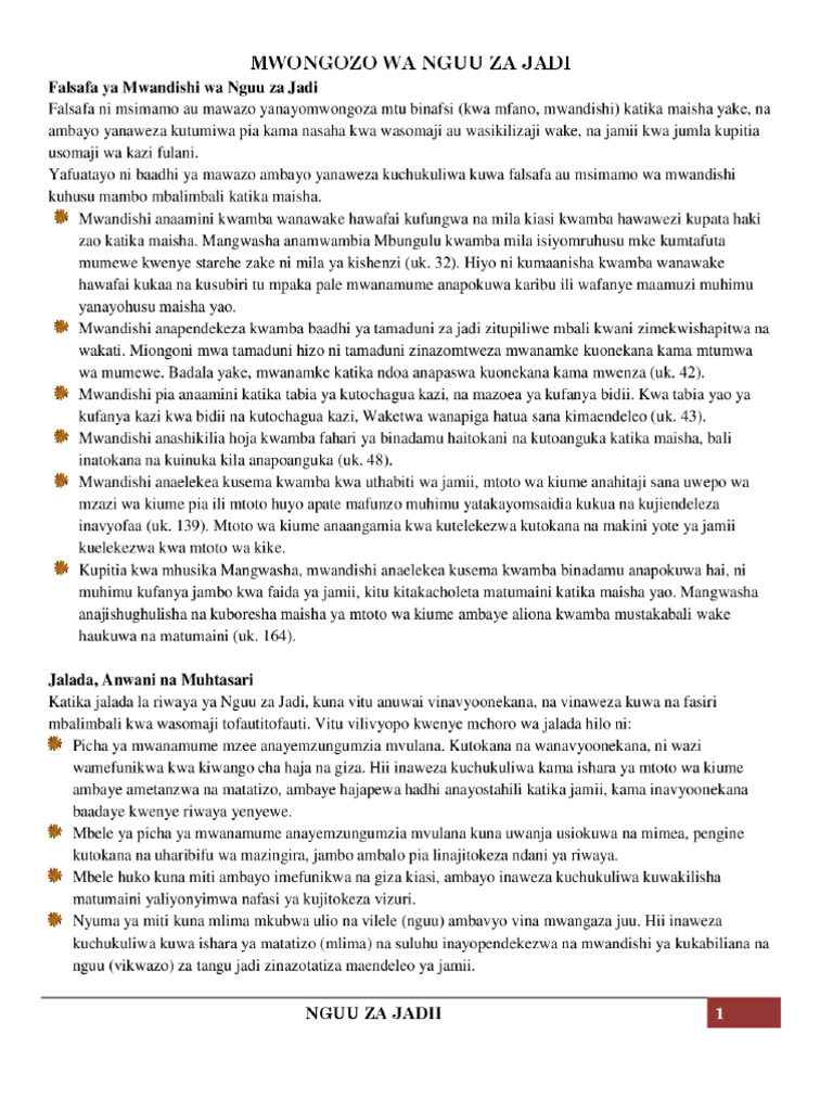 Mwongozo Wa Nguu Za Jadii | PDF